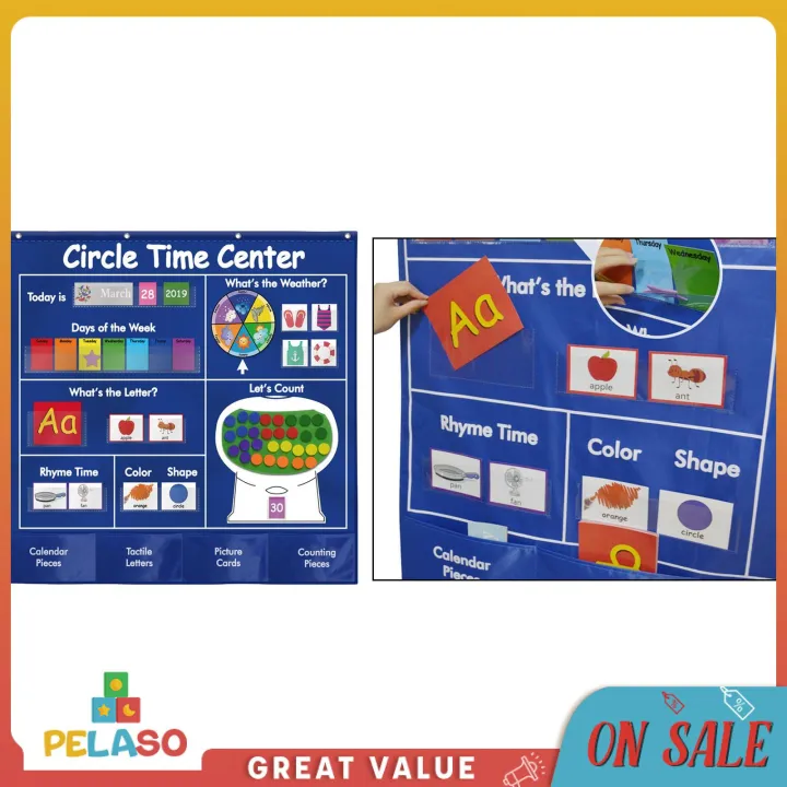 Pelaso Circle Learning Time Center Pocket Chart Set Kids For Kids ...