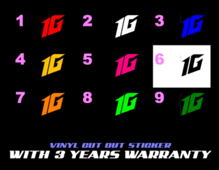 1G LOGO sticker for motors with 3years warranty LxH 3"x2.8" *fade proof ...