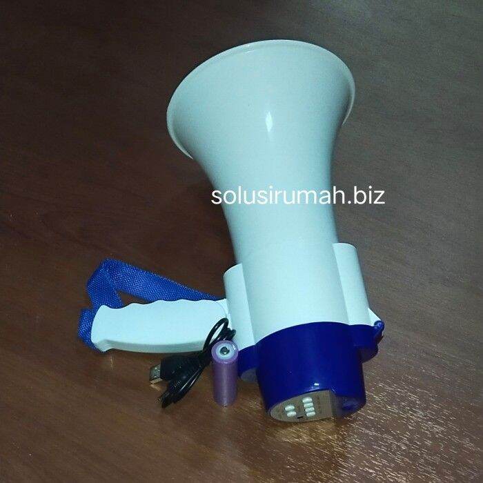 MEGAPHONE PUTIH BIRU REKAM PLASTIK PLASTIC RECORD ALARM BATERAI D TOA ...