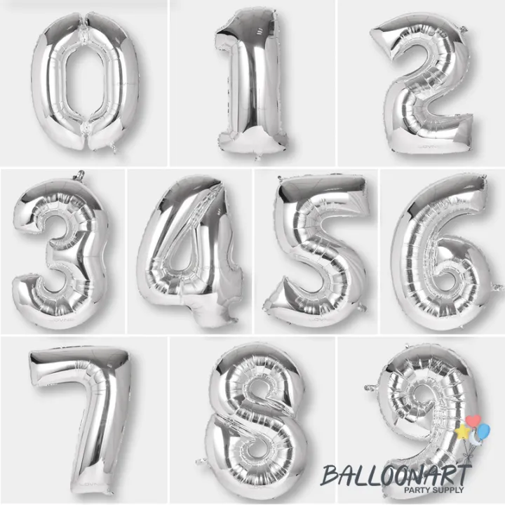 Balon Foil Angka 40cm Silver/Number Balloon Foil 16inch | Lazada Indonesia
