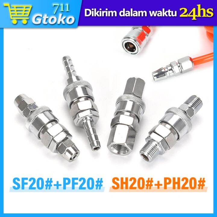 Quick Coupler Sambungan Selang Angin Kompresor Universal PH 20 + SH 20 ...