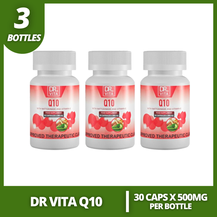 [SET OF 3 BOTTLES] Dr. Vita Q10 With Nattokinase, Sodium Ascorbate, Vitamin E, Vitamin D ...