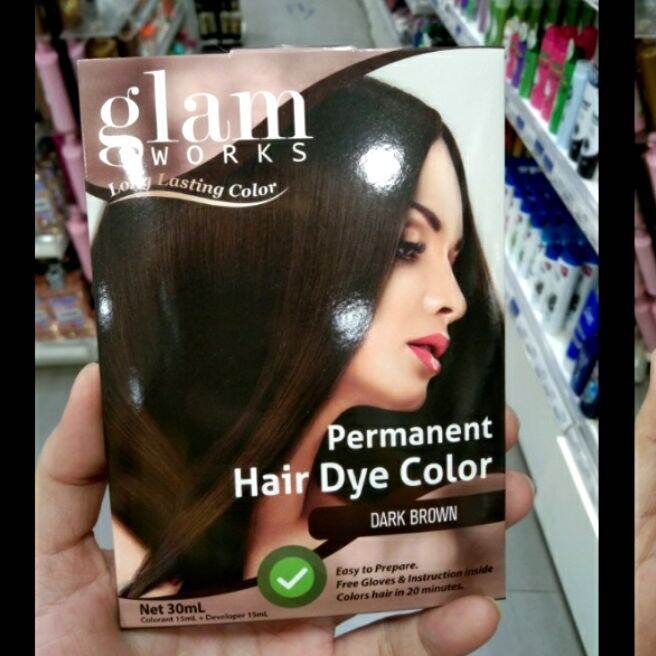 Glam Works Permanent Hair Dye Color Dark Brown | Lazada PH