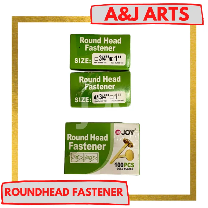 Round Head Paper Fastener Gold Plated Joy Roundhead Fastener 3/4 1 ...