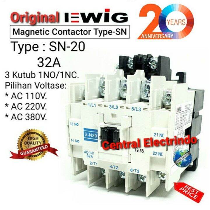 Kontaktor Contactor SN-20 AC 220V EWIG. | Lazada Indonesia