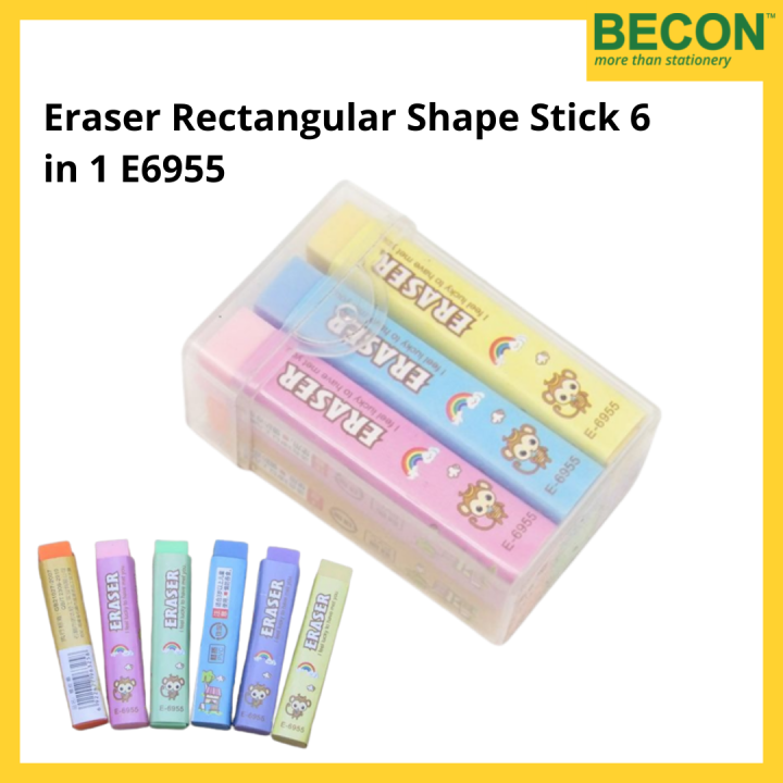 Eraser Rectangular Shape Stick 6 in 1 E6955 | Lazada