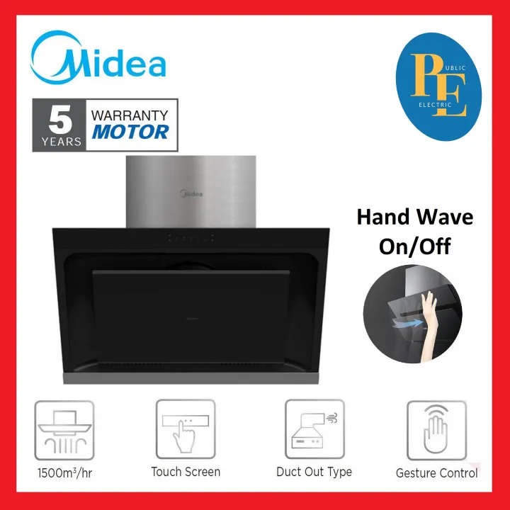 Midea 1500m³/hr Gesture Control Cooker Hood - MCH-90J52 | Lazada