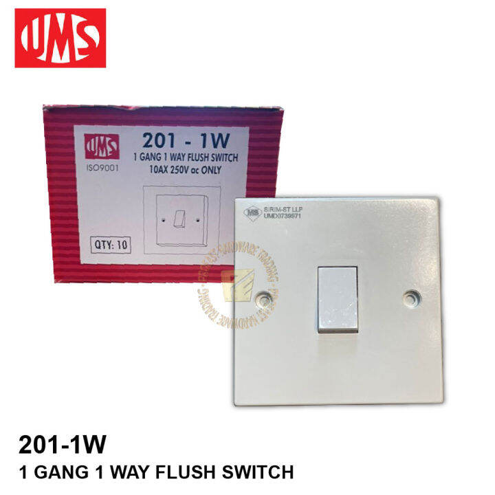 UMS 201-1W 1 Gang 1 Way Flush Switch 10AX 250V ac | Lazada
