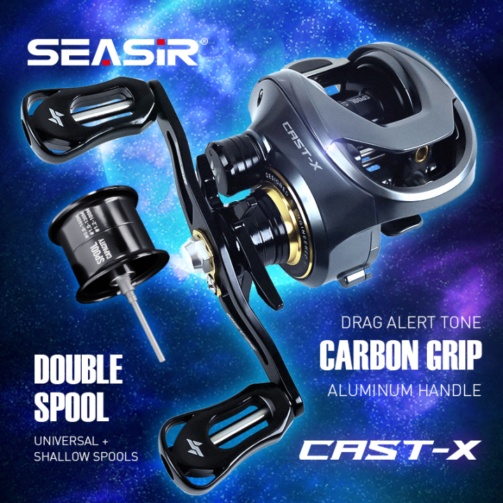 SEASIR Cast-X Spool รอก Baitcasting คู่ที่จับคาร์บอน Mico รอกตกปลา7.3:1 ...