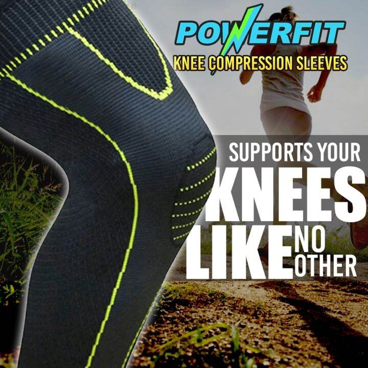 PowerFit Knee Compression Sleeve - Fitness Knee Sports Support Running ...