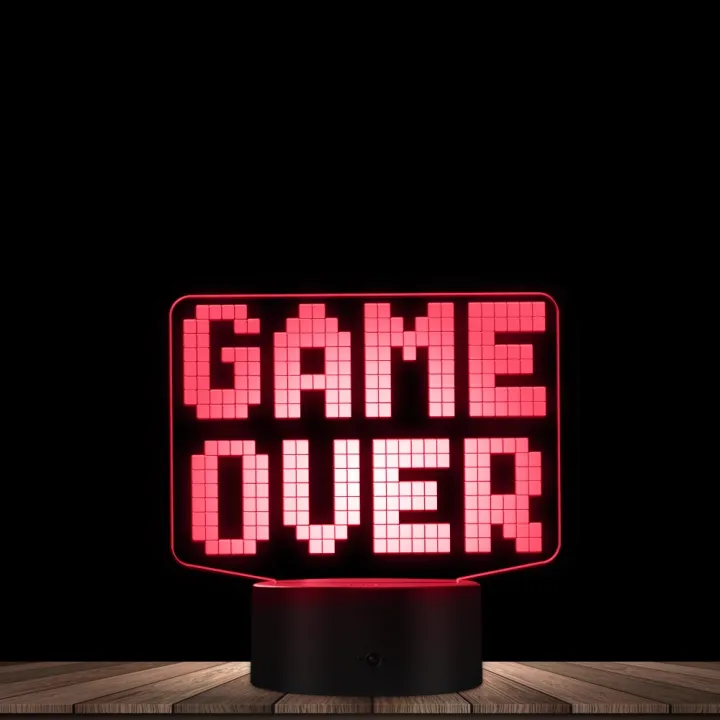 8-Bit Pixel Game Over LED Table Display Sign Novelty Night Light Video ...