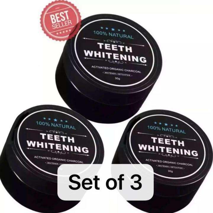 Set of 3 Teeth Whitening Activated Organic Charcoal Powder Toothpaste ...