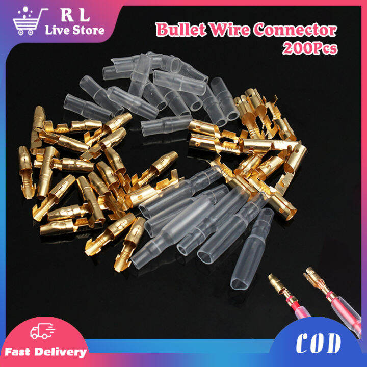 200PCS Bullet Wire Connector 4mm Male Female Motorcycle Terminals ...
