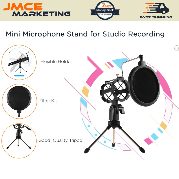 Mini Desktop Microphone Stand | Shock Mount Mic Holder | Pop Filter Kit ...
