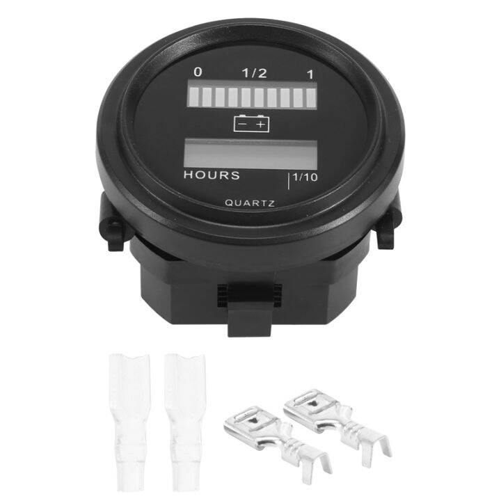 LED with Hour Meter Round Battery Indicator Meter Gauge 12/24V 36V 48V ...