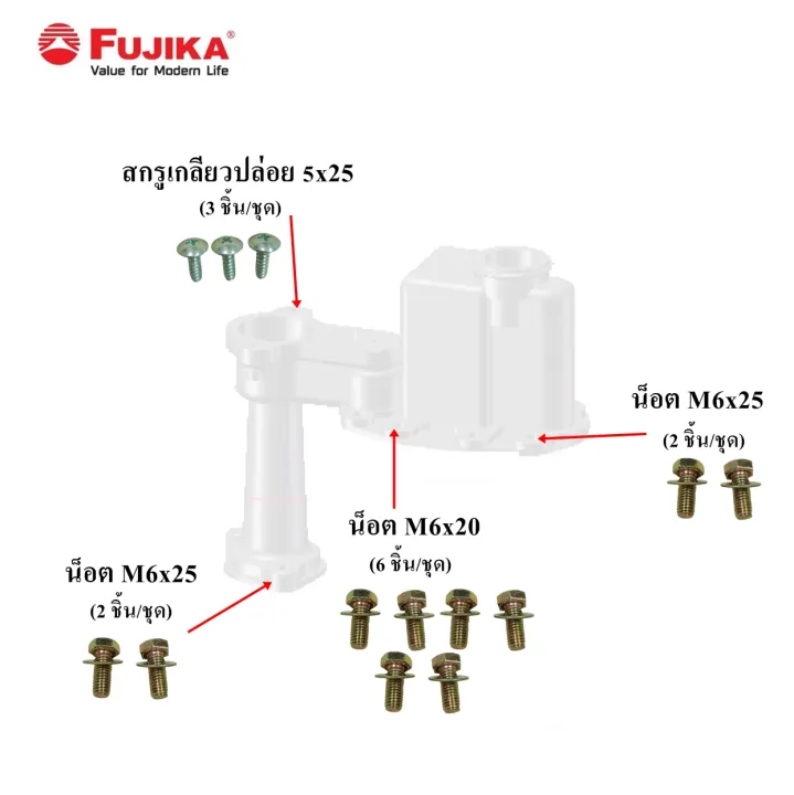FUJIKA น็อต สกรู หัวเรือนปั๊ม อะไหล่เครื่องปั๊มน้ำ ฟูจิก้า (ขายแยกชุด ...