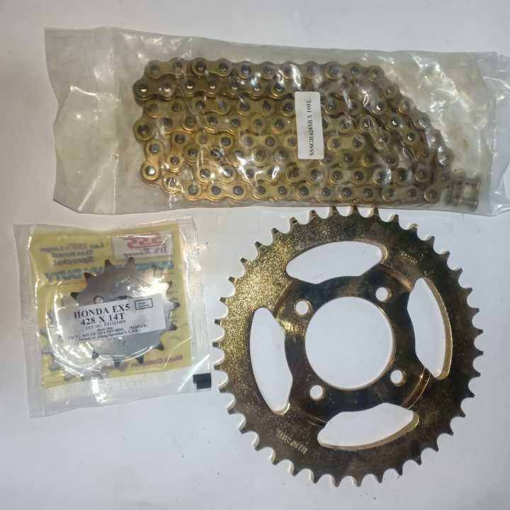 SSS SET(GOLD COLOUR) FOR YAMAHA 125Z/LC135/RXZ WITH SSS CHAIN GS-122L ...
