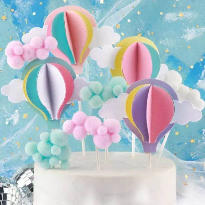 CAKE TOPPER BALON UDARA HOT AIR BALLON CLOUD AWAN 3 DIMENSI 3D WARNA ...