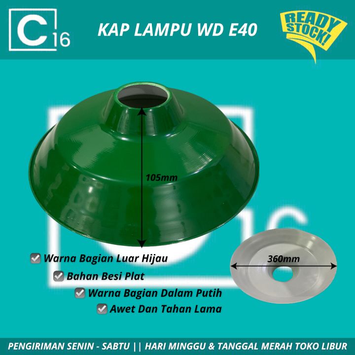 Kap Lampu Jalan Outdoor Indoor WD E40 Hijau Gantung Besi | Lazada Indonesia