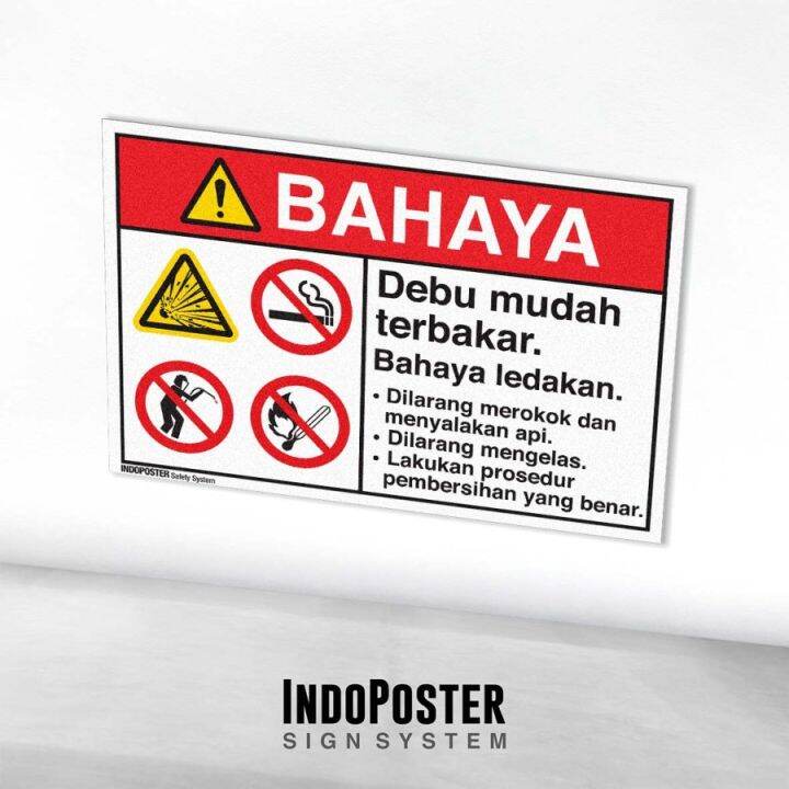Stiker Safety Sign Rambu K3 ANSI Bahaya Ledakan Debu Mudah Terbakar ...