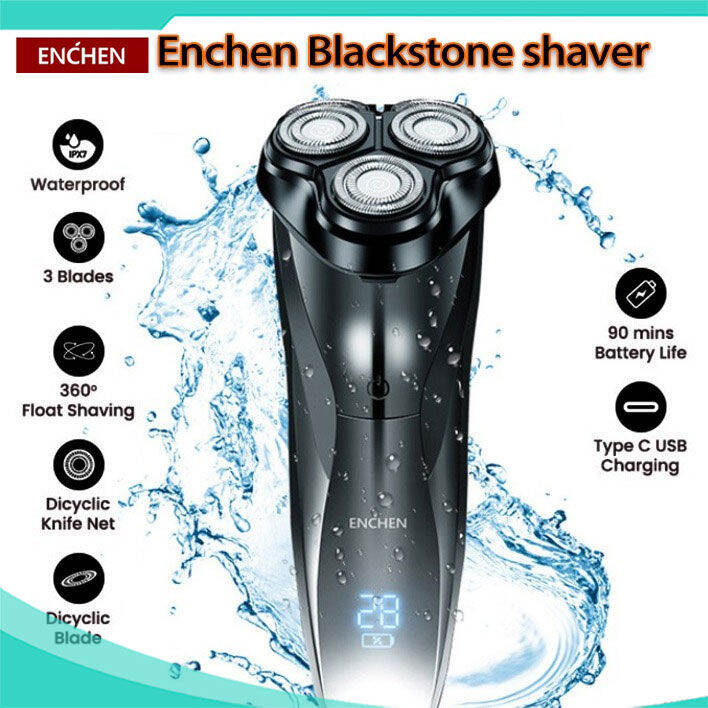 Original Enchen 3D Electric Shaver BlackStone Washable Beard Trimmer ...
