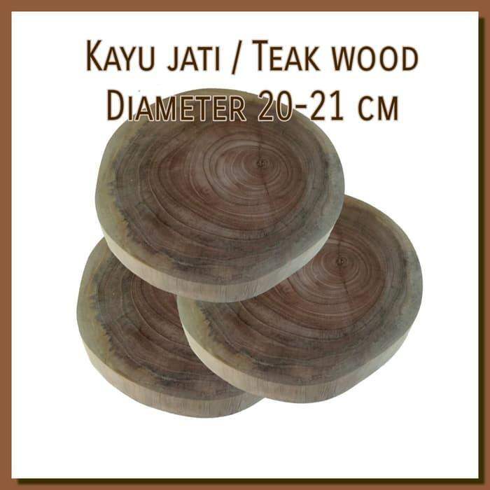 Teak wood slice potongan log kayu jati diameter 20-21 cm dekorasi ...