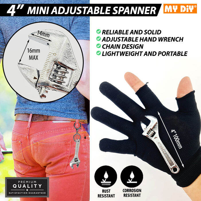 MYDIYHOMEDEPOT - 4" MINI ADJUSTABLE SPANNER WRENCH HAND TOOLS POCKET ...