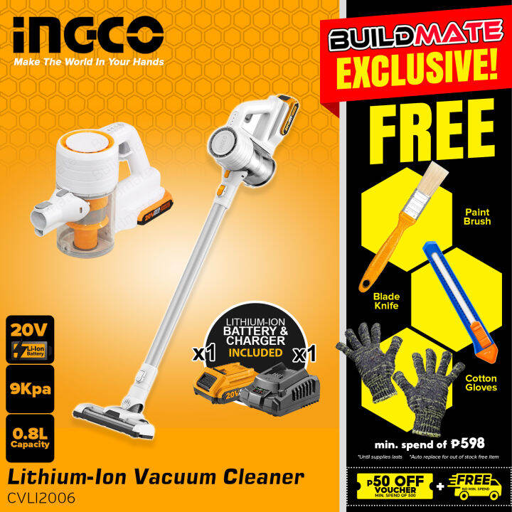 INGCO Lithium-Ion Cordless Portable Stick Vacuum Cleaner 20V POWERSHARE ...