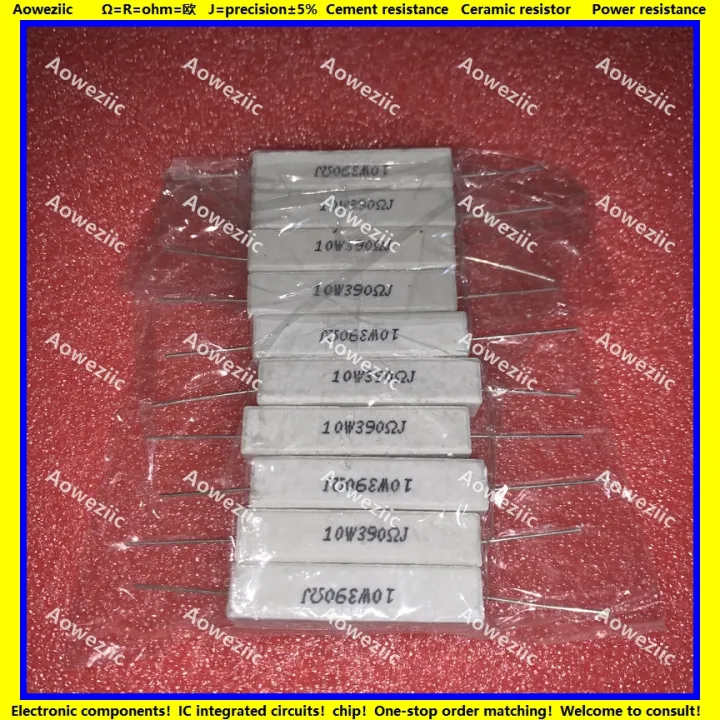 10Pcs RX27 Horizontal cement resistor 10W 390 ohm 390 RJ 10W390RJ ...
