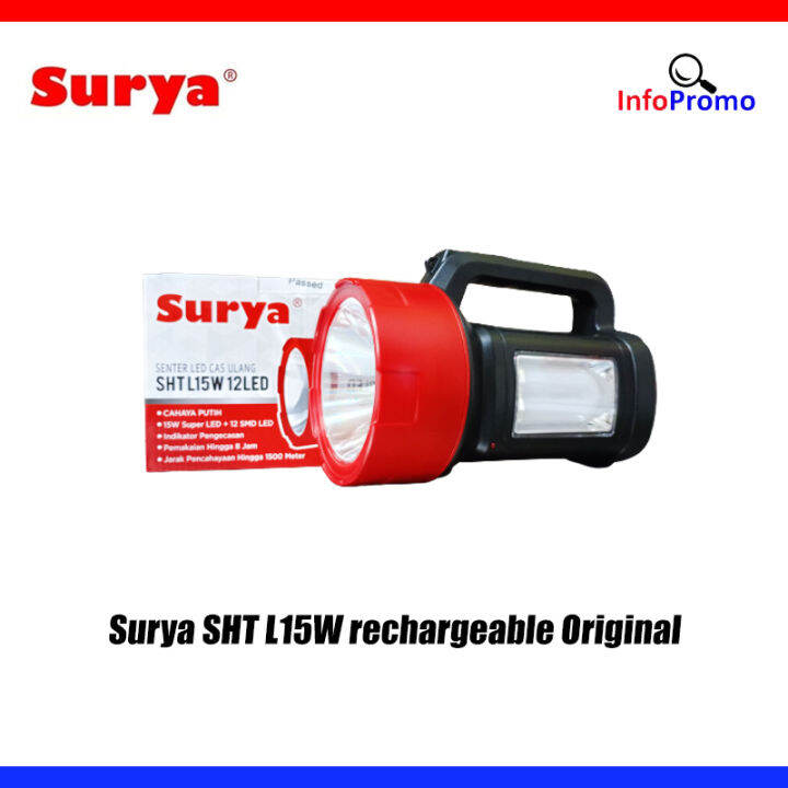 Senter Tangan Jumbo LED 15W Surya SHT L15W rechargeable | Lazada Indonesia