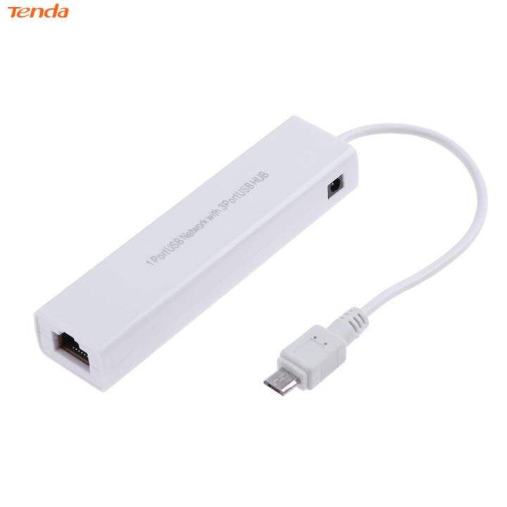 Otg 3 Port Usb 2.0 Hub 10/100Mb Usb Mikro untuk RJ45 Lan Adapter Kad ...