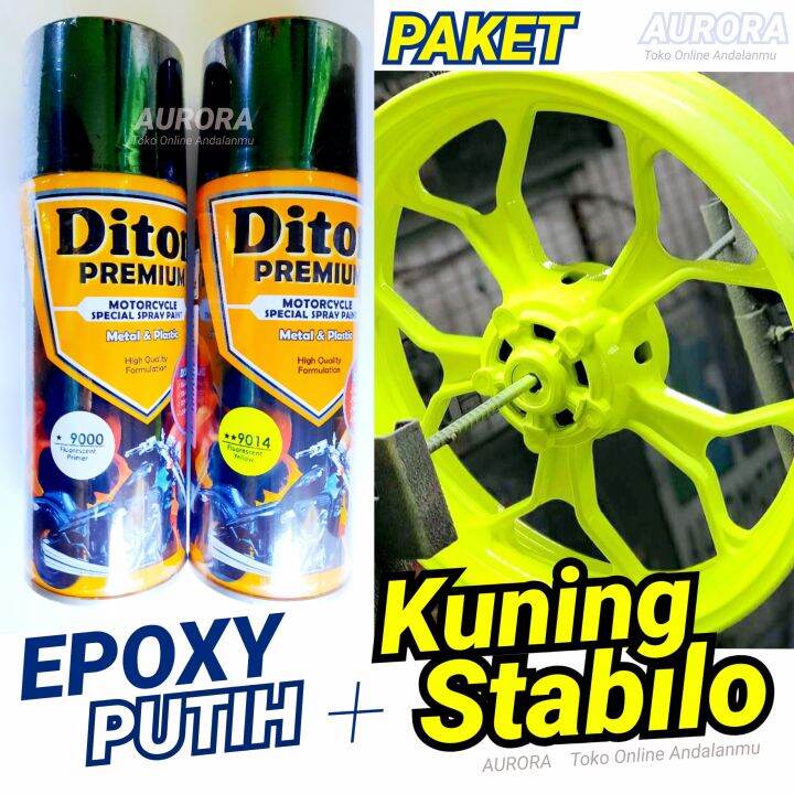 PAKET Diton Premium Epoxy Putih Fluorescent Primer 9000 + Kuning ...