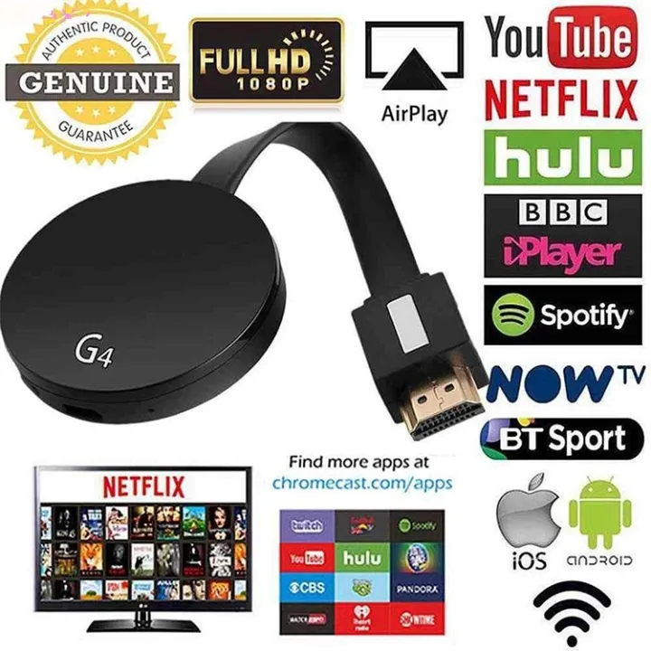 TV Stick Chromecast G4 for TV Wireless TV Anycast WIFI Cellular HDMI Cable-Compatible for ...