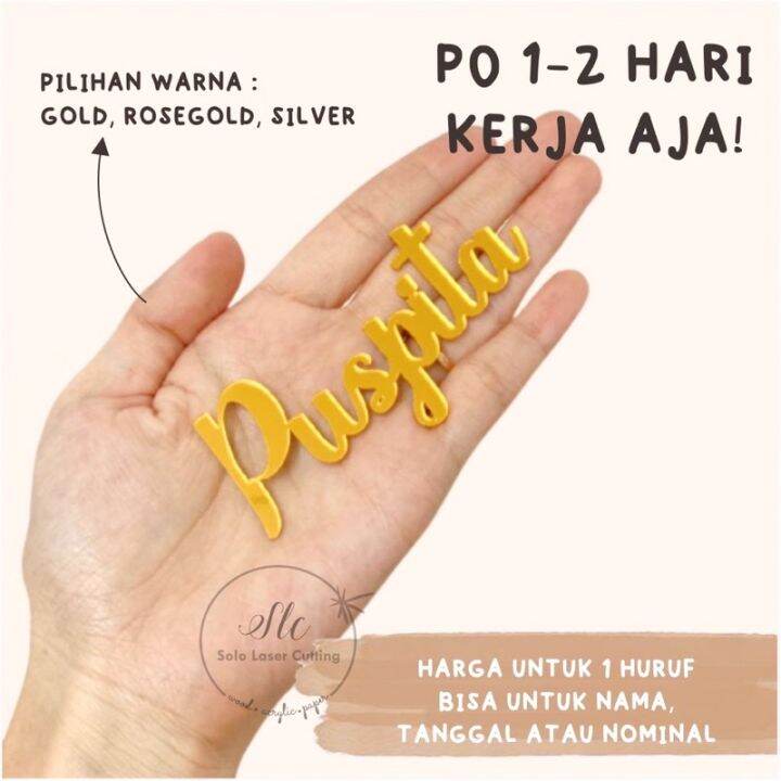 HARGA PER HURUF cutting initial akrilik cermin custom nama acrylic ...
