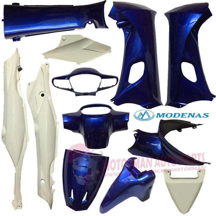 BODY COVER SET(LOCAL) MODENAS KRISS MR1 BLUE+WHITE (HALF FRONT FENDER ...