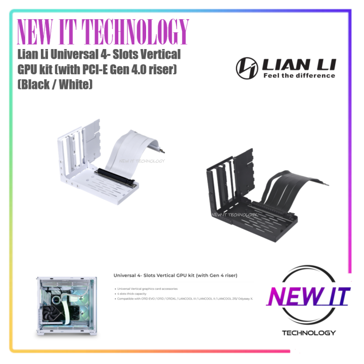 Lian Li Universal 4- Slots Vertical GPU kit (with PCI-E Gen 4.0 riser ...