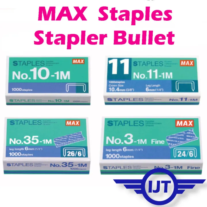 Max Staples No 11 / No 10 / No 3 Stapler Bullet Stapler Refill - (1s ...