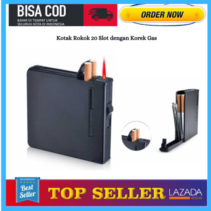 PROMO!!! Kotak Rokok 20 Slot dengan Korek Gas/ Tempat Rokok Simpel ...