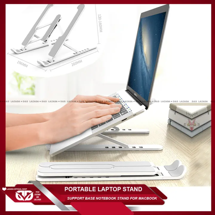 D&D Portable Plastic Laptop Stand Foldable Support Base Notebook Stand ...