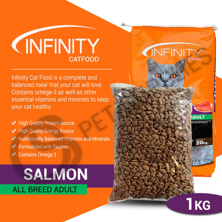 【Pet】 LKJ-1kg Infinity Cat Dry Food Salmon Flavor For All Breeds Adult Cats Best For Breeders ...