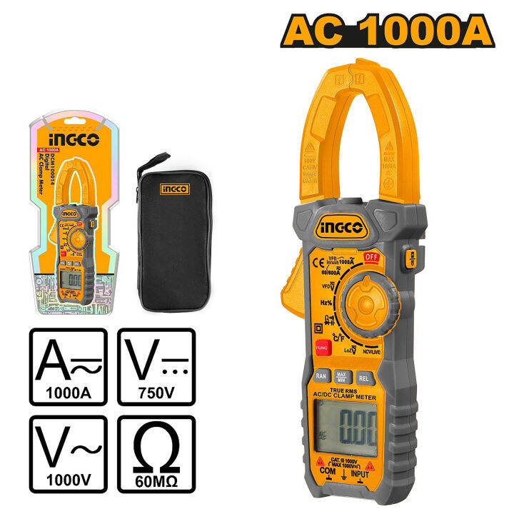 INGCO by Winland AC/DC TRUE RMS 6000counts Digital Clamp Meter ...