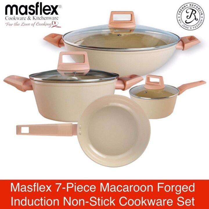 Masflex Original 7-Pc Macaroon Induction Non- Stick Cookware Set ...