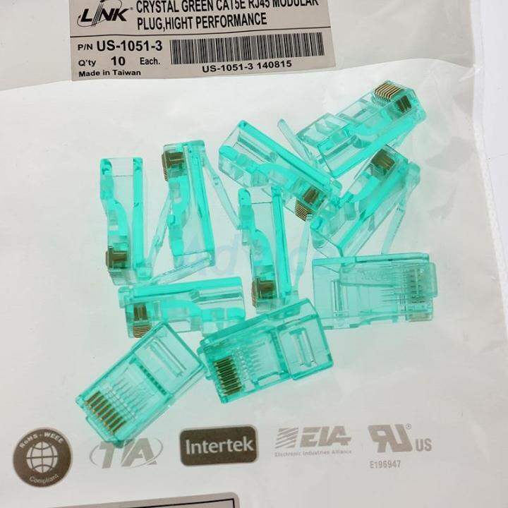 LINK Plug RJ45 CAT5 (US-1051-3) (10/Pack) Crystal Green Original ...