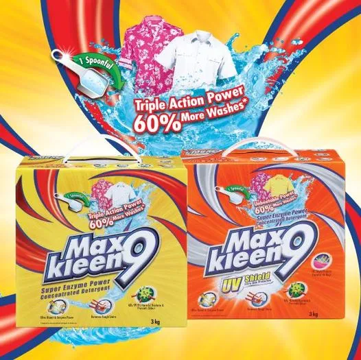 MAXKLEEN 9 MAX KLEEN 9 Super Enzyme Powder Detergent 3.2KG | Lazada