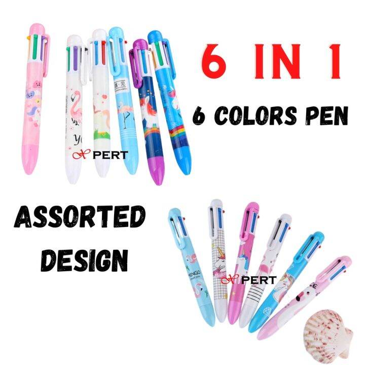 6 colors pen 6 in 1 Unicorn Flamingo Blue Pink Purple Kawaii cutes ...