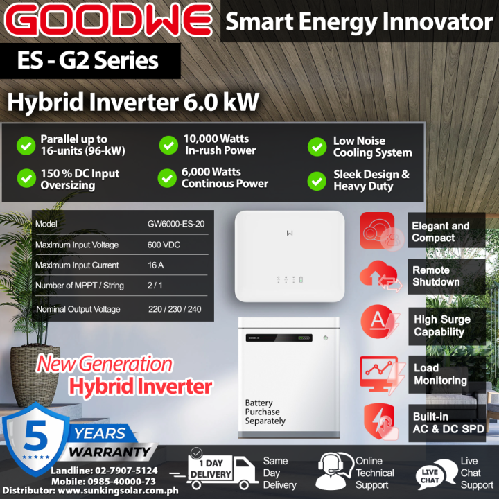 GOODWE 6000 WATTS Hybrid Inverter ES G2 Series Solar Inverter | Lazada PH