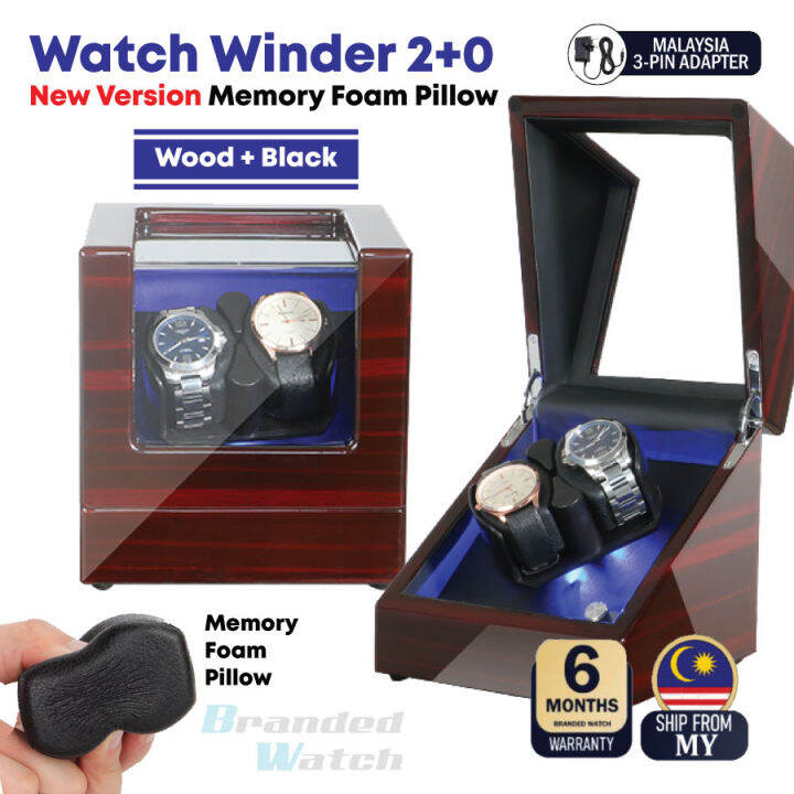 Premium Auto Watch Winder Automatic Rotate Watch Box 2+0 Glossy Wood ...