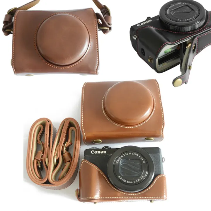 Classical PU Leather Camera Bag Half Case Cover For Panasonic Lumix DMC ...