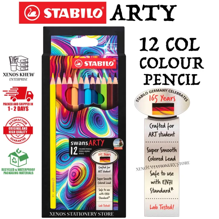 STABILO SWANS ARTY 12 LONG / COLOR PENCIL STABILO PENSEL WARNA ARTY ...