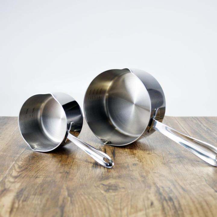 34 stainless steel mini milk pan with melted butter and chocolate ...